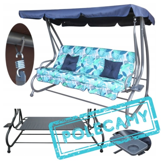 [8011.MONSTERA] DUŻA HUŚTAWKA ROZKŁADANA LEŻANKA OGRODOWA 2W1 300 KG DASZEK LEŻAK > Autka na ...